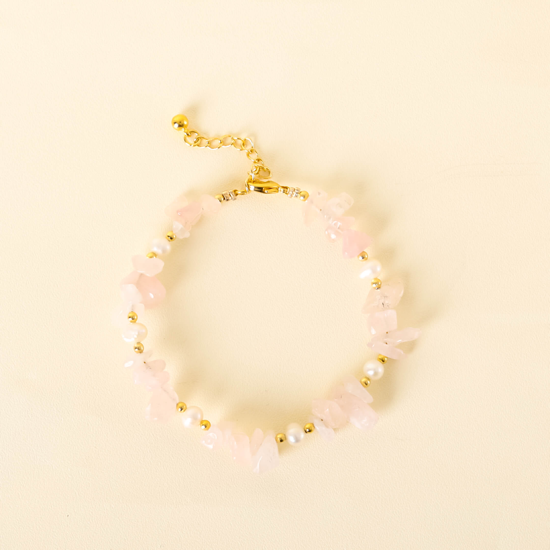 Bohemian Rose Quartz Gemstone Gold Bracelet | Rose Quartz Gold Bracelet ...